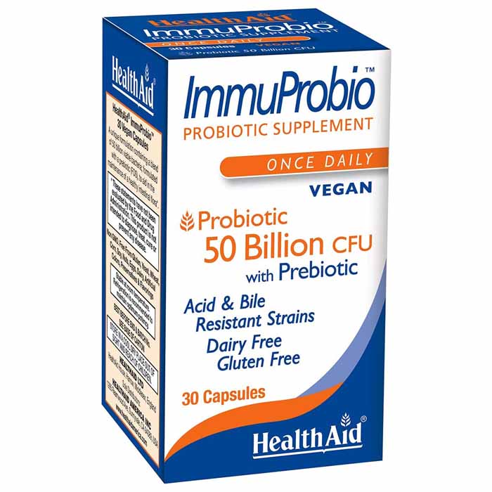 HealthAid - ImmuProbio (50 Billion) Probiotic Mix, 30 Capsules – PlantX UK
