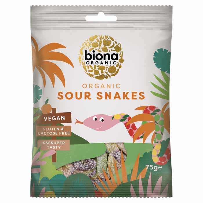Biona - Organic Sour Snake Sweets, 75g | Pack of 10 – PlantX UK