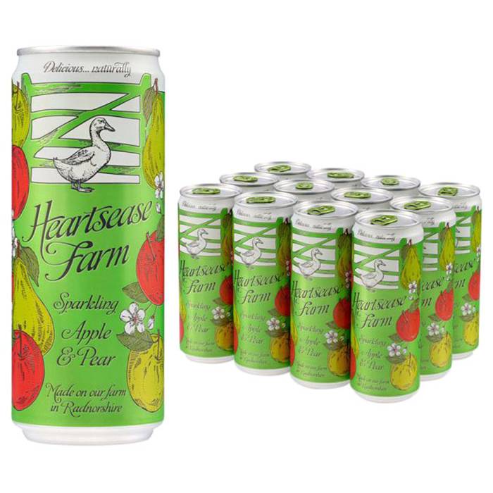 Heartsease Farm - Sparkling Apple & Pear Water, 330ml | Pack of 12 ...