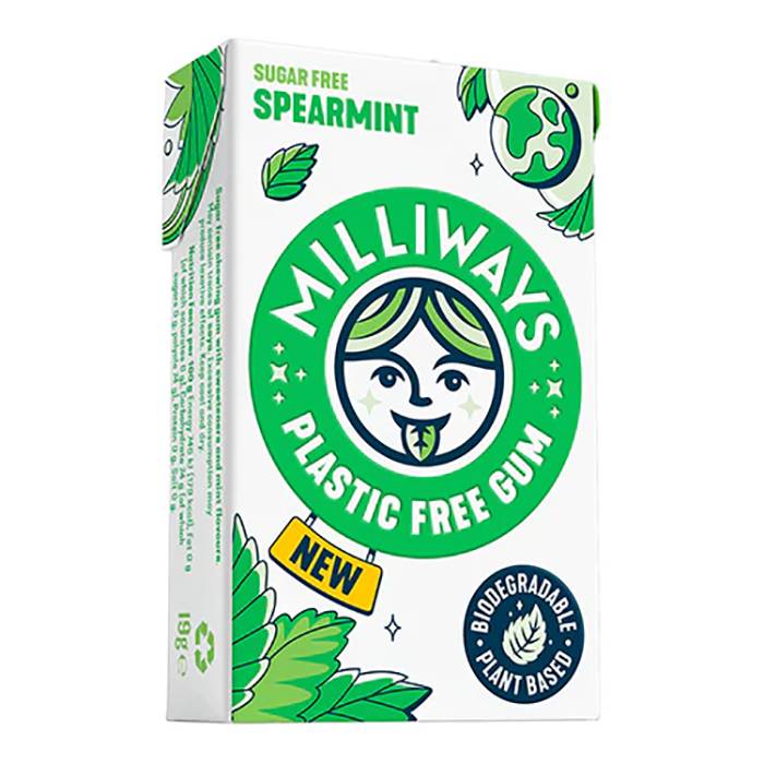 Milliways - Plastic Free Chewing Gum Spearmint, 19g | Pack of 12 ...