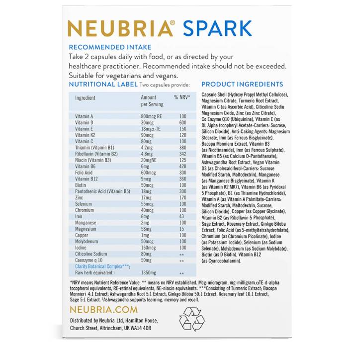 Neubria - Spark Memory Capsules, 60 Capsules – PlantX UK