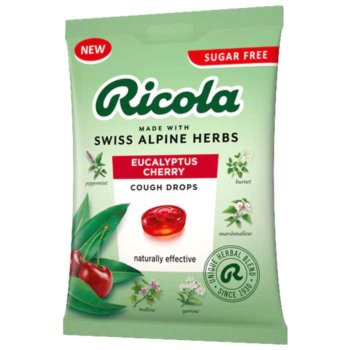 Ricola - Eucalyptus Cherry Sugar Free Bag, 70g | Pack of 12 – PlantX UK