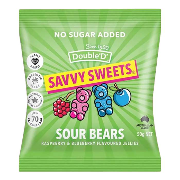 Savvy Sweets - Sour Bears, 50g | Pack of 12 – PlantX UK