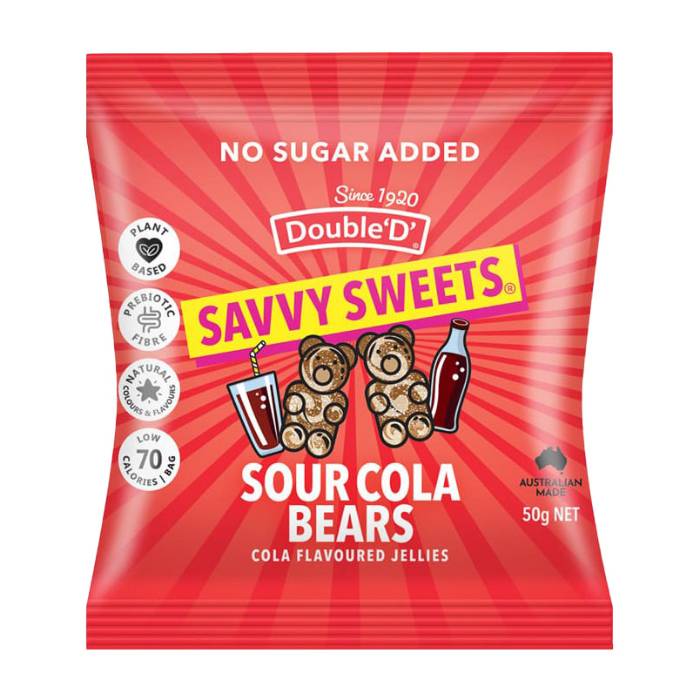 Savvy Sweets - Sour Cola, 50g | Pack of 12 – PlantX UK