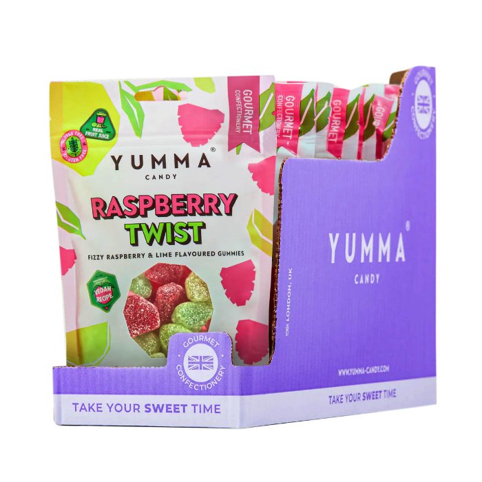 Yumma Candy - Raspberry Twist Pouch, 138g | Pack of 7 – PlantX UK