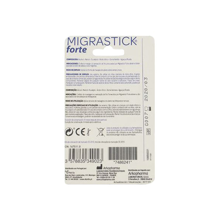 Arkopharma - Migrastick Fort (Roll-on Massage Headache Stick), 3ml ...