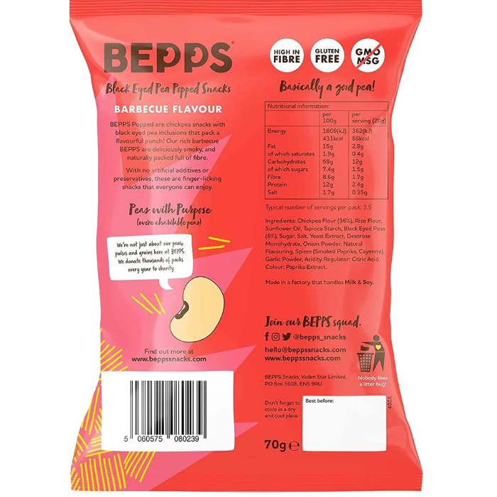 Bepps - Black Eyed Pea Popped Snacks | Multiple Options – PlantX UK