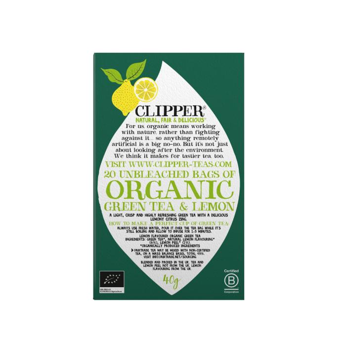 Clipper - Organic Pure Green Tea with Lemon (FT) 20 Bags – PlantX UK