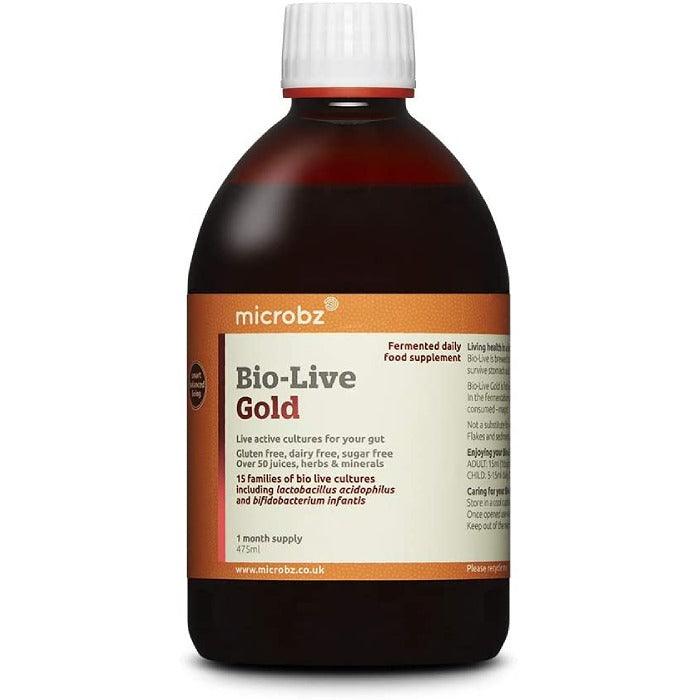 Microbz - Bio-Live Gold Liquid Probiotic, 475ml | Buy at PlantX – PlantX UK