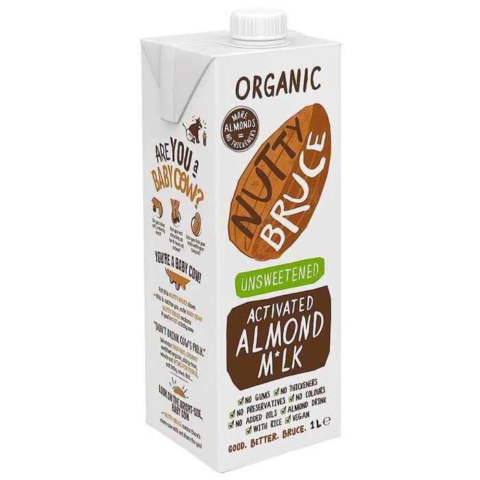 Nutty Bruce - Organic Activated Unsweetened Almond M*lk, 1L | Pack of ...