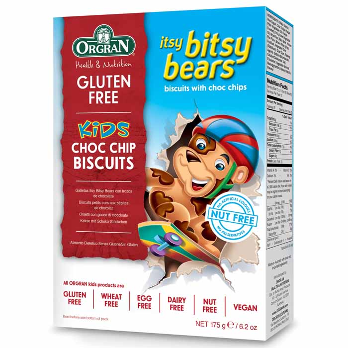 Orgran - Itsy Bitsy Bears Kids Choc Chip Biscuits (GF), 175g – PlantX UK