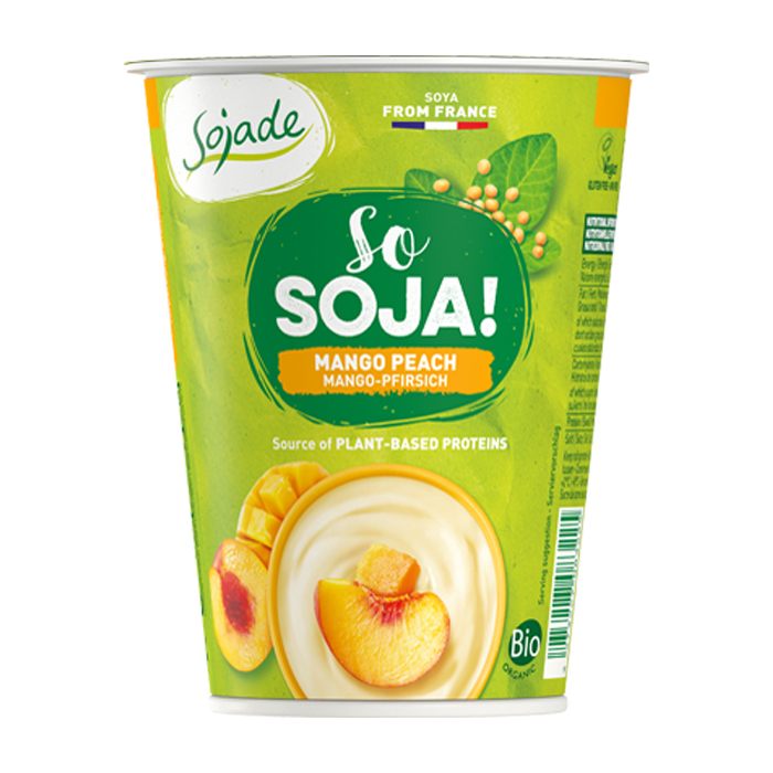 Sojade - Organic Soya Yoghurt - Mango & Peach (Bifidus), 400g – PlantX UK