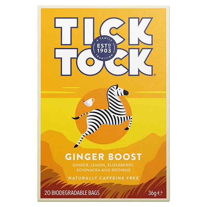 Tick Tock - Wellbeing Ginger Boost Tea, 20 Bags | Pack of 6 – PlantX UK